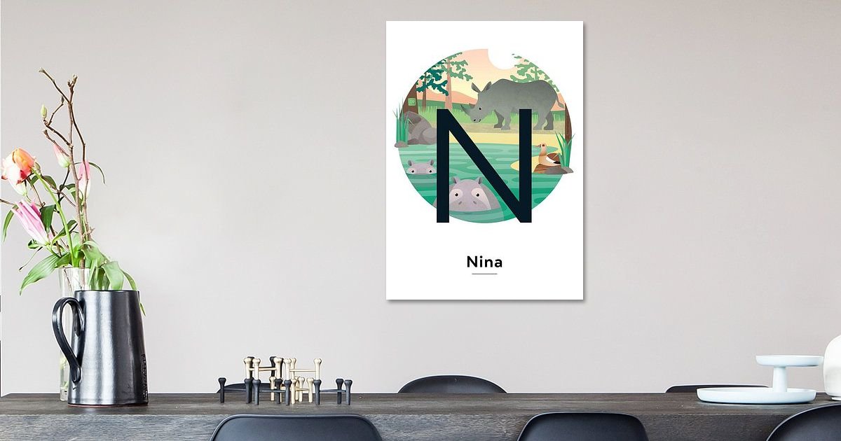 Naamposter Nina van Hannah Barrow op canvas, behang en meer