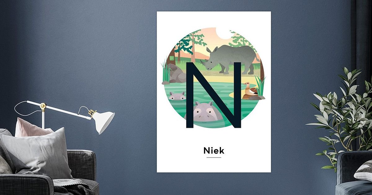 Naamposter Niek van Hannah Barrow op canvas, behang en meer