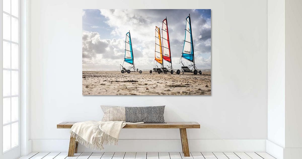 Blokarten op het strand van Texel van Marjon Kocks op canvas, behang en ...