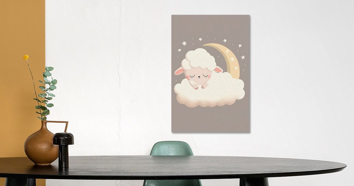 Schaap op een wolk van Bert Nijholt op canvas, behang en meer