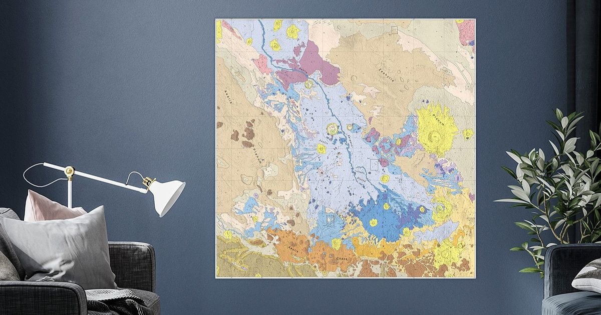 Geologische kaart van de Aeolis Dorsa Regio, Mars van NASA and Space op ...