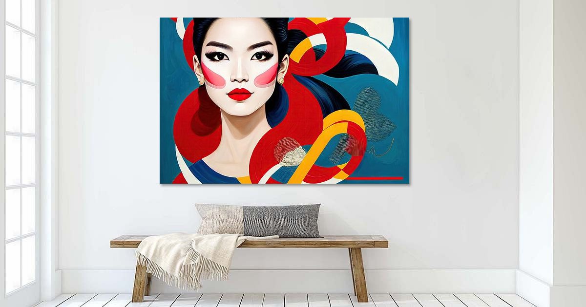 Mooie Aziatische van Peter Balan op canvas, behang en meer