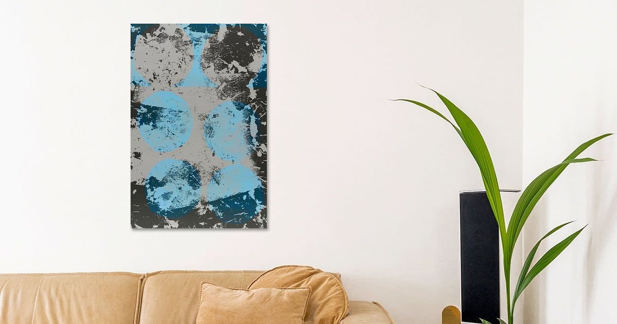 Modern abstract expressionisme. Minimalistische vormen in lichtblauw ...