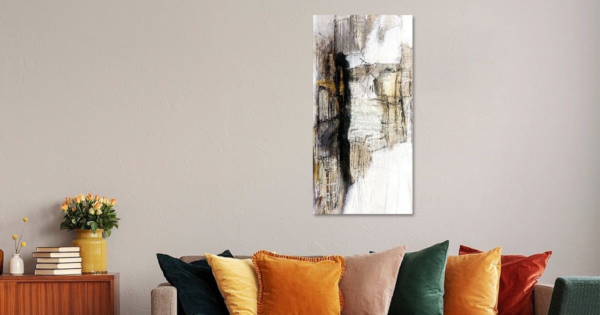 abstract wit van Christin Lamade op canvas, behang en meer
