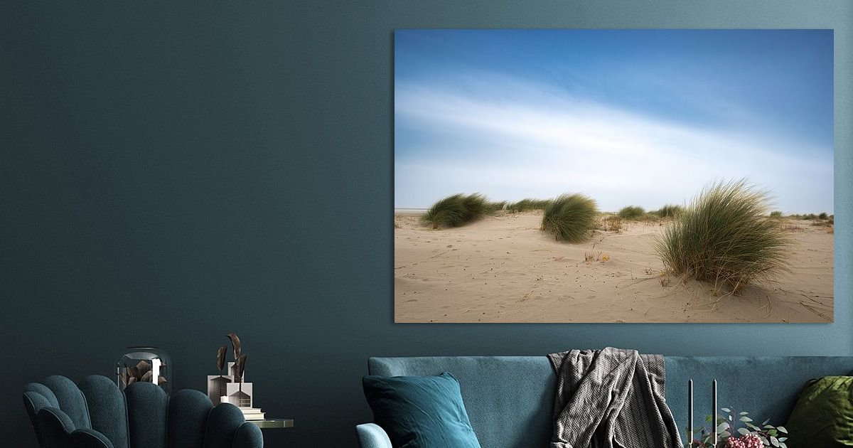 Duingras bewegend in de wind op het strand van Sjoerd van der Wal ...