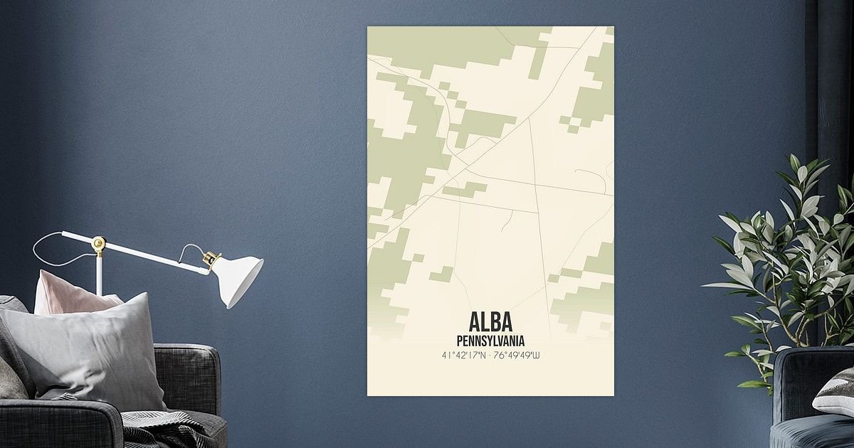 Vintage landkaart van Alba (Pennsylvania), USA. van MijnStadsPoster op ...