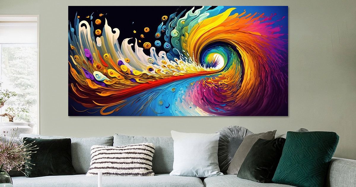 Abstract kleurrijk schilderij: De Gulden Snede van Surreal Media op ...