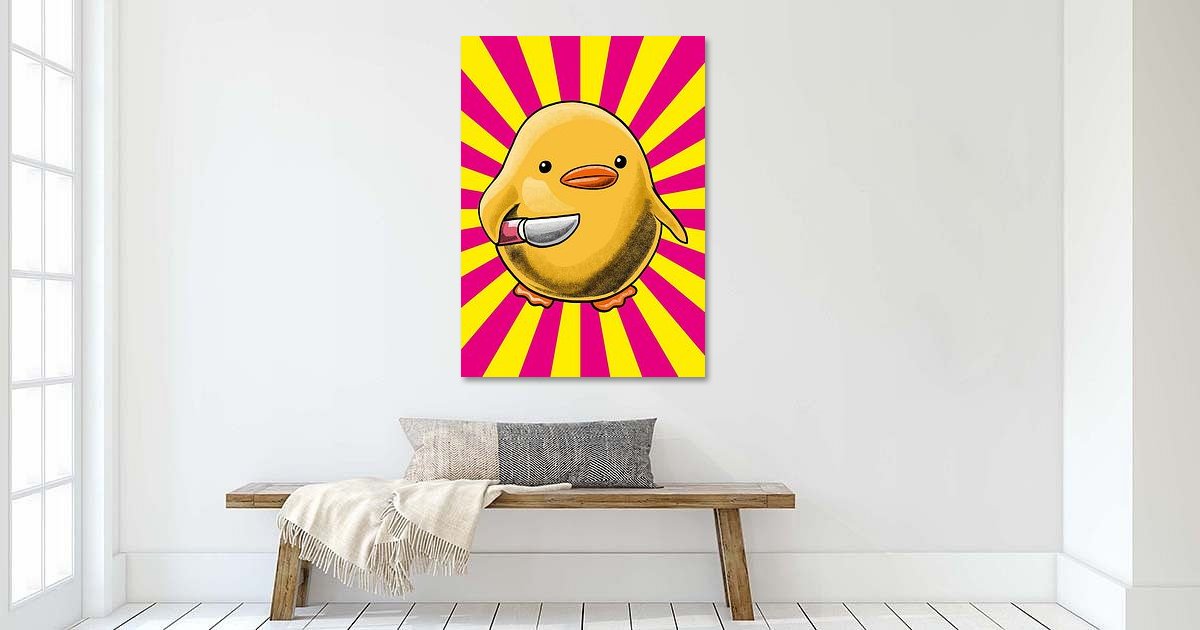Chick with Knife Meme by Adam Khabibi on canvas, poster, wallpaper and more