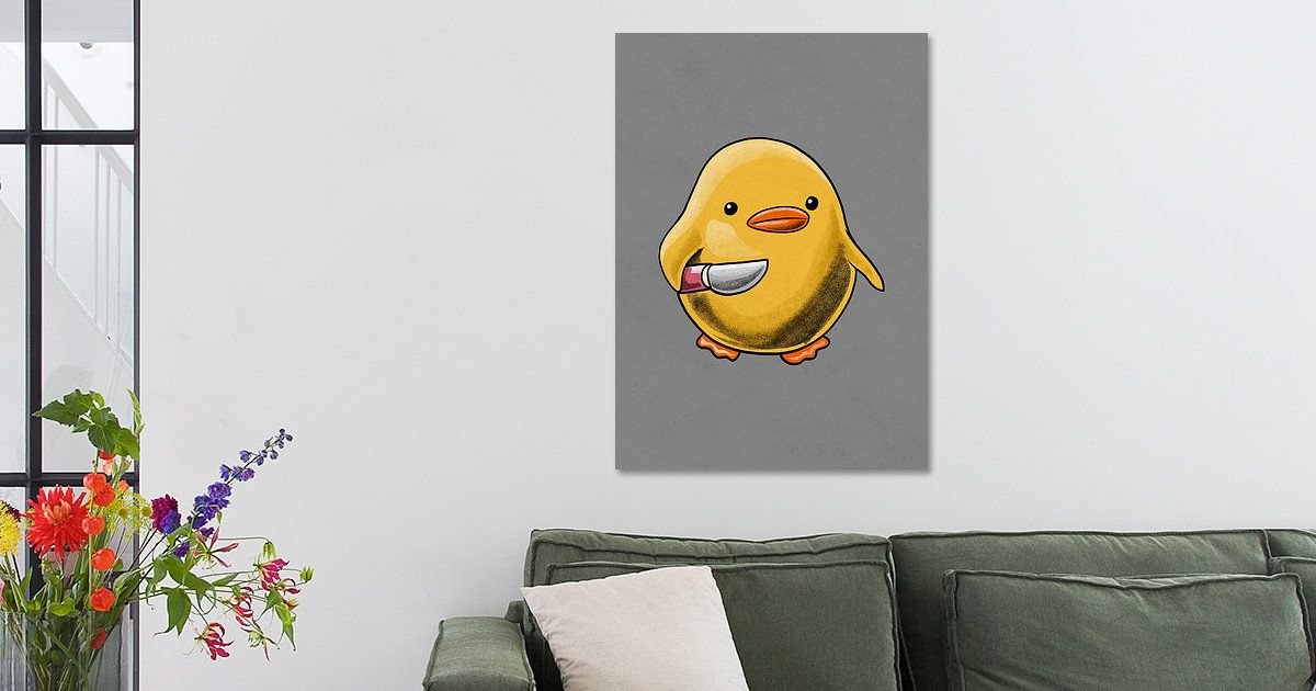 Mème de poussin avec un couteau par l'artiste Adam Khabibi