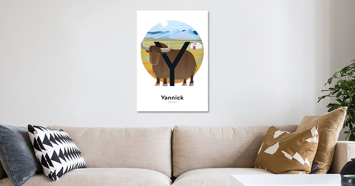 Naamposter Yannick van Hannah Barrow op canvas, behang en meer