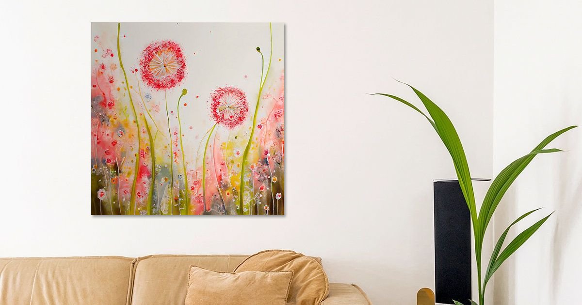 Blaasbloem elegant pastel van Bianca ter Riet op canvas, behang en meer