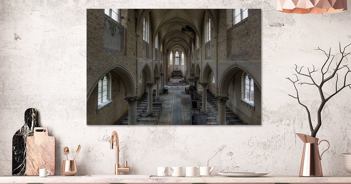Symmetry of an abandoned church by Perry Wiertz on canvas, poster ...