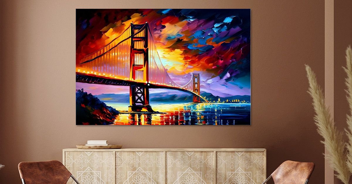 Golden Gate bridge, inspired by Leonid Afremov by Jan Bechtum on canvas ...