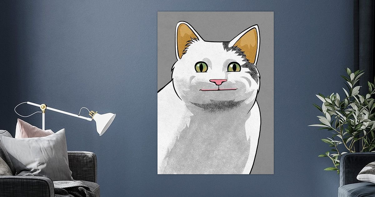 Beleefde kat meme van Adam Khabibi op canvas, behang en meer