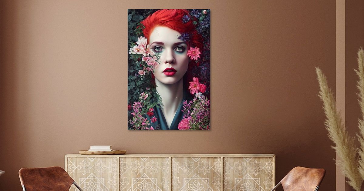 De Rode Haren Van De Victoriaanse Punk Vrouw van Blikvanger ...