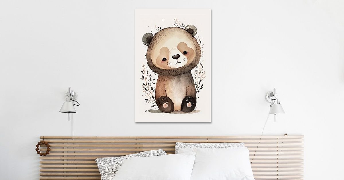 Schattige beer kinderkamer van Your unique art op canvas, behang en meer