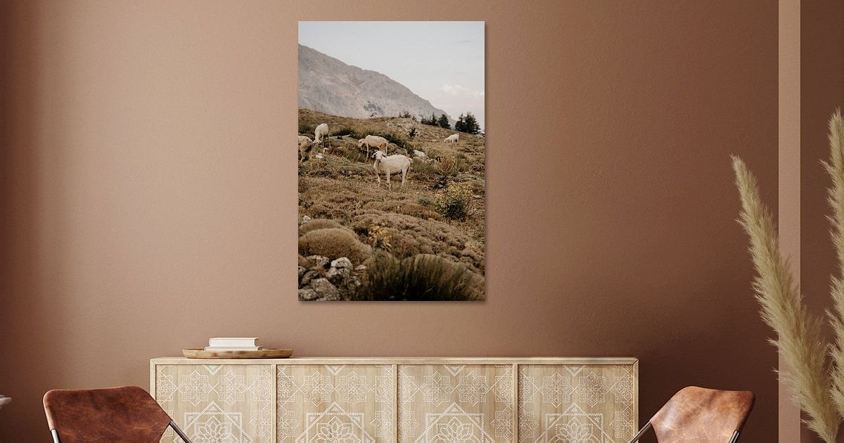 Schapen in het Turkse berglandschap van Christa Stories op canvas ...