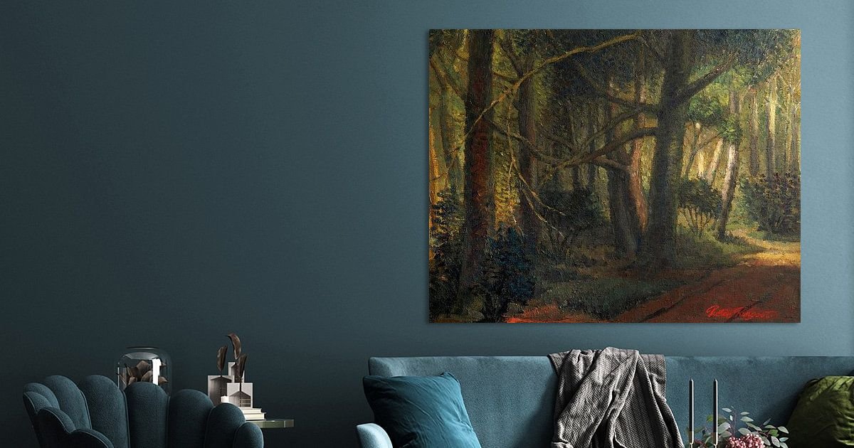 Bospad in het Calmeynbos te De Panne - Olieverf op doek van Galerie ...
