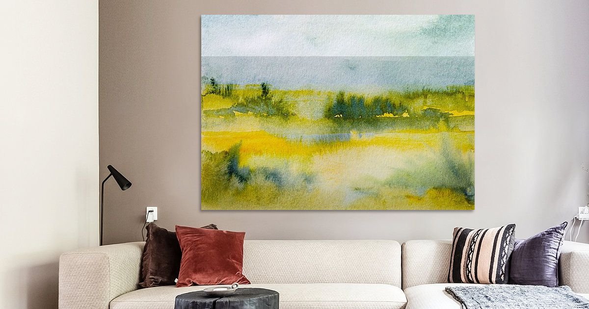 Een rustige dag in de duinen | Aquarel schilderij van WatercolorWall op ...