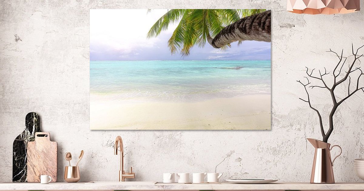 Palmboom op het strand van de Malediven van Tilo Grellmann ...