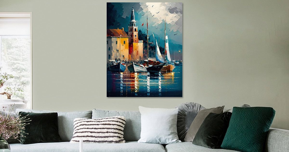 Kleine haven. van AVC Art Studio op canvas, behang en meer