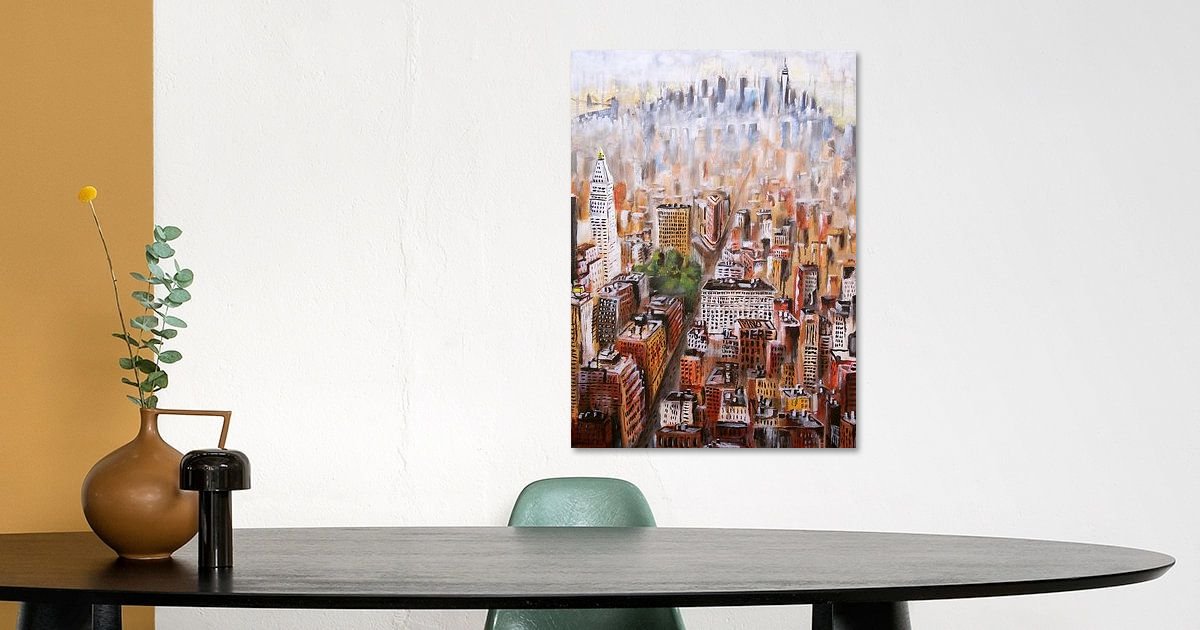 melting Manhattan - New York City van David Berkhoff op canvas, behang ...