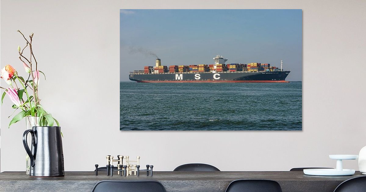 MSC Benedetta XIII containerschip. van Jaap van den Berg op canvas ...