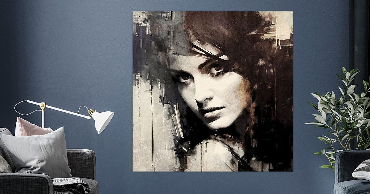 Michelle | semi-abstract portret van een vrouw van MadameRuiz op canvas ...