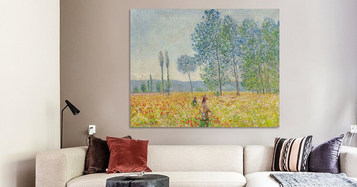 Onder de populieren, Claude Monet op canvas, behang, poster en meer
