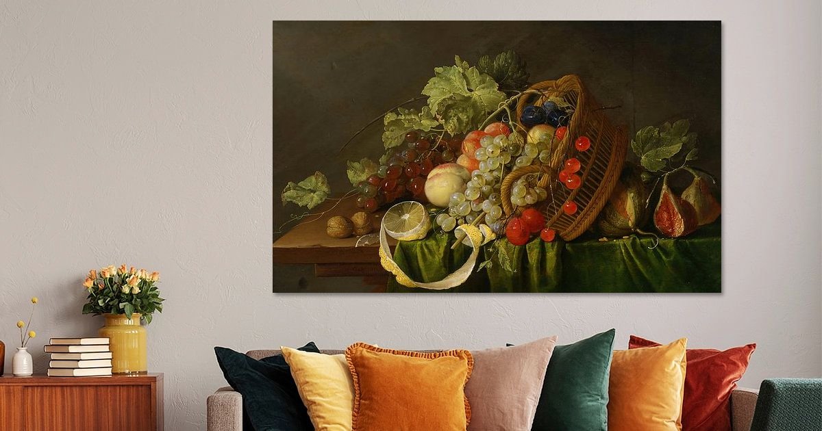 Stilleben mit einem Korb voller Früchte, Cornelis de Heem ArtFrame ...