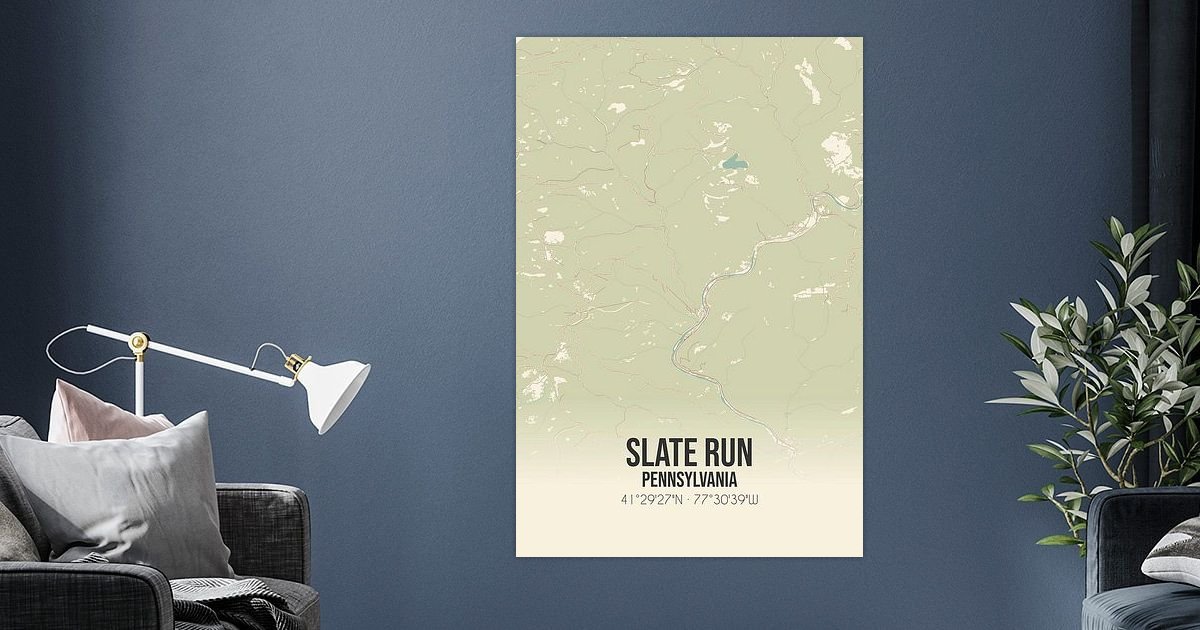 Vintage landkaart van Slate Run (Pennsylvania), USA. van ...