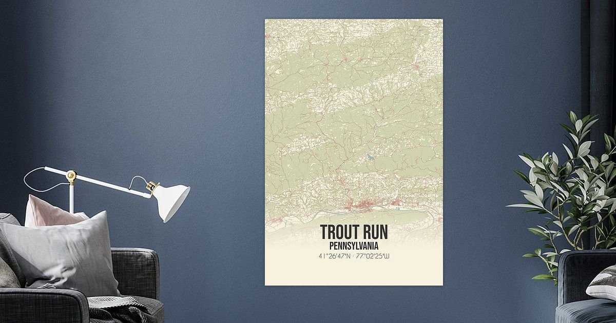 Vintage map of Trout Run (Pennsylvania), USA. by MyCityPoster on canvas ...