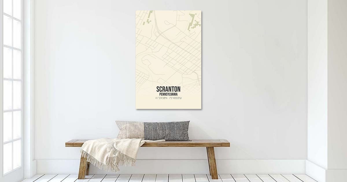 Vintage map of Scranton (Pennsylvania), USA. by MyCityPoster on canvas ...