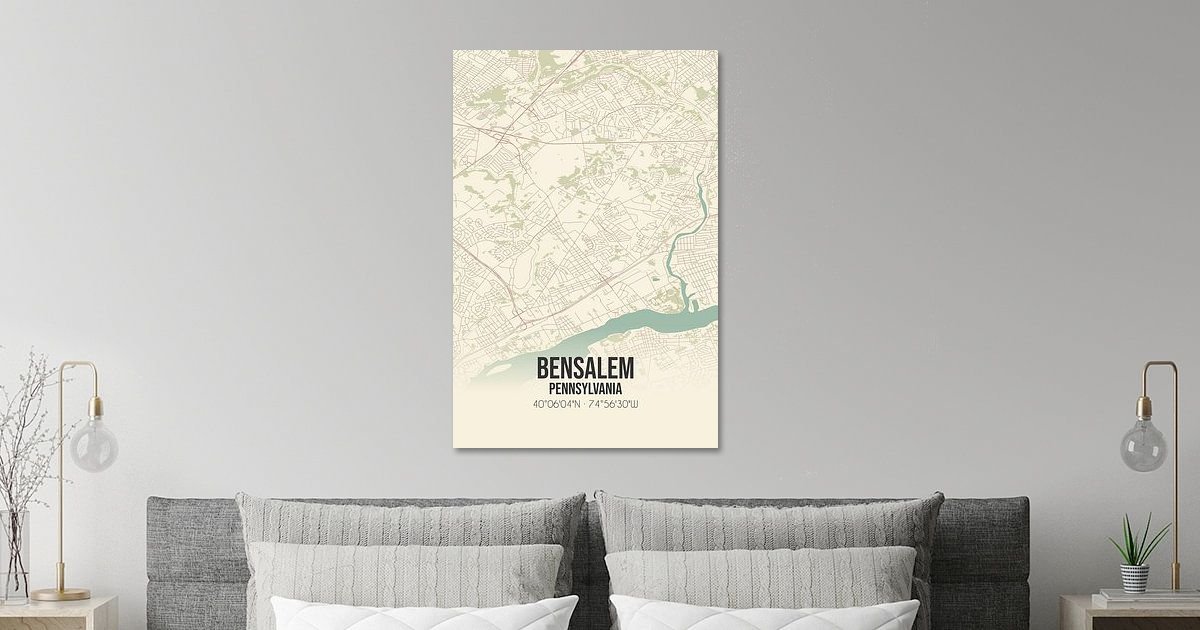 Vintage map of Bensalem (Pennsylvania), USA. by MyCityPoster on canvas ...