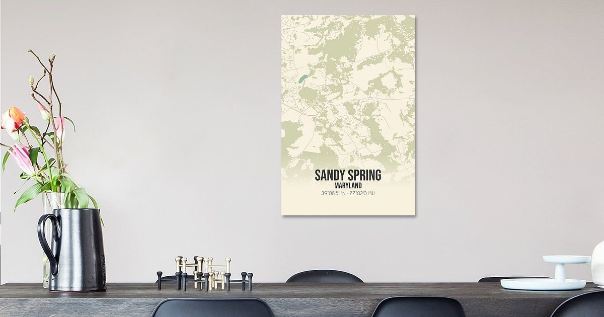 Vintage landkaart van Sandy Spring (Maryland), USA. van Stad & Wand op ...