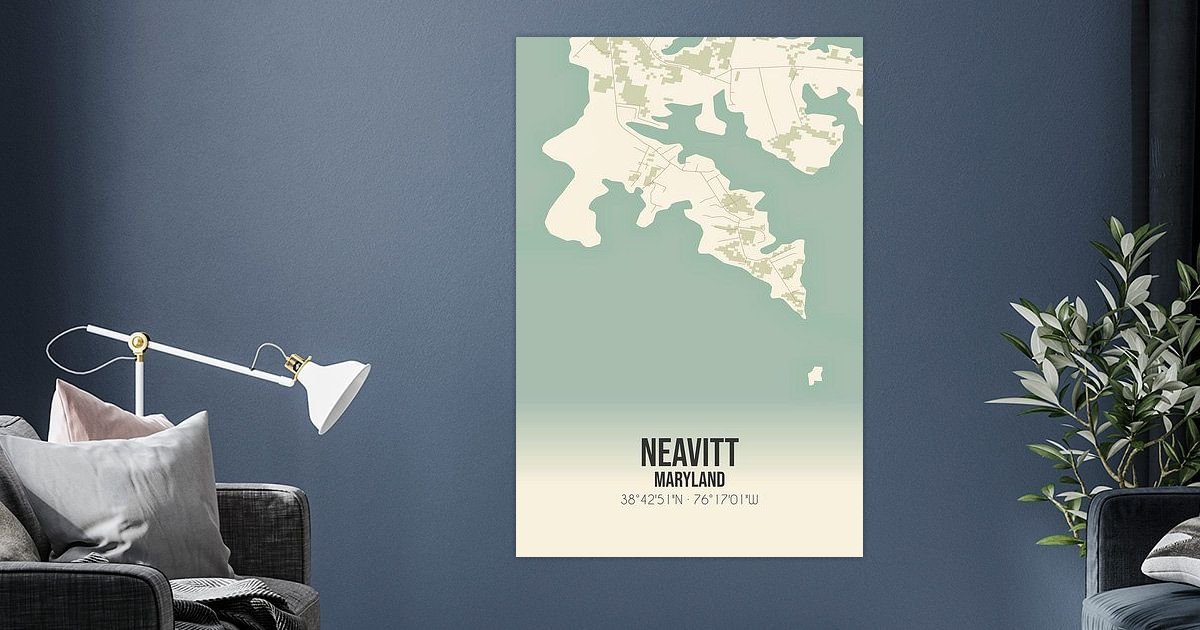 Vintage map of Neavitt (Maryland), USA. by MyCityPoster on canvas ...