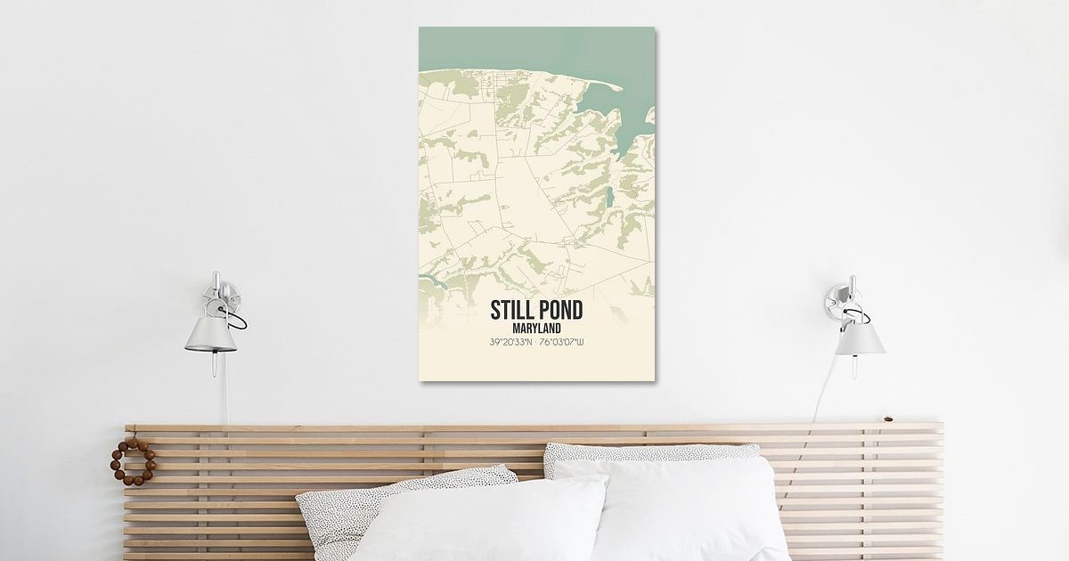 Vintage landkaart van Still Pond (Maryland), USA. van Stad & Wand op ...