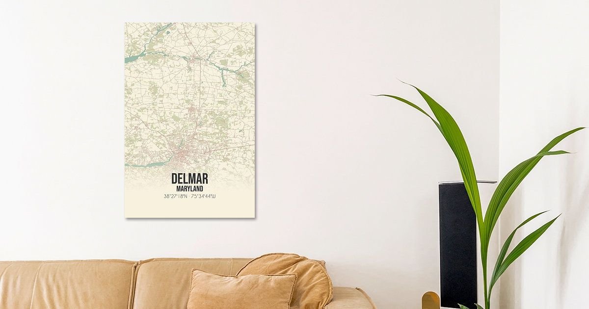 Vintage map of Delmar (Maryland), USA. by MyCityPoster on canvas ...