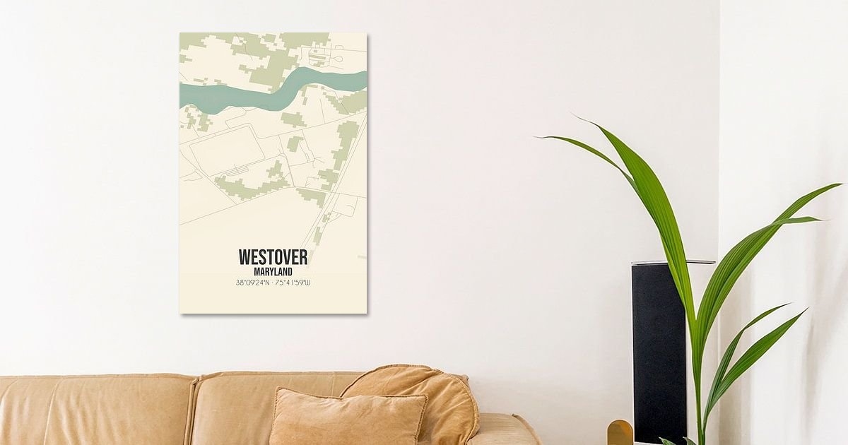 Vintage landkaart van Westover (Maryland), USA. van Stad & Wand op ...