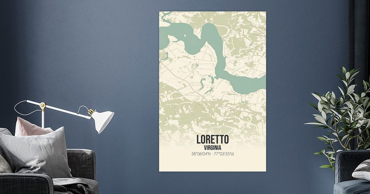 Vintage map of Loretto (Virginia), USA. by Prints of Place on canvas ...