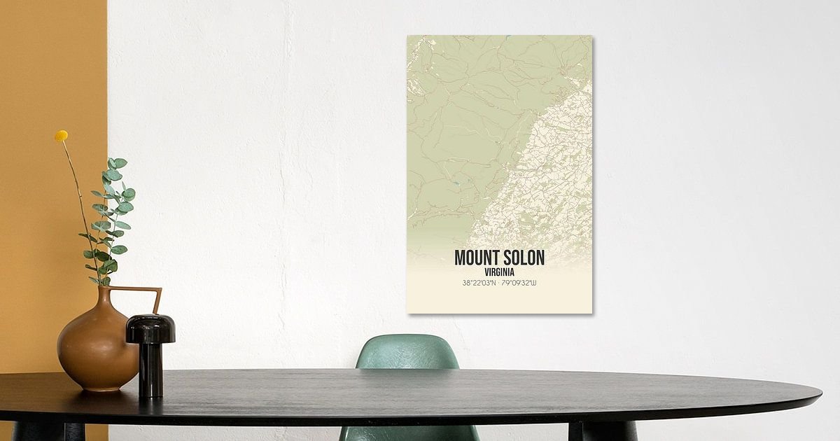 Vintage landkaart van Mount Solon (Virginia), USA. van Stad & Wand op ...