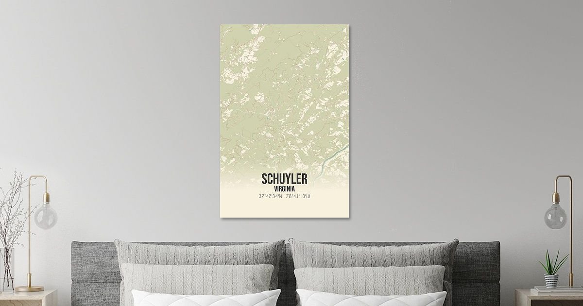 Vintage map of Schuyler (Virginia), USA. by MyCityPoster on canvas ...