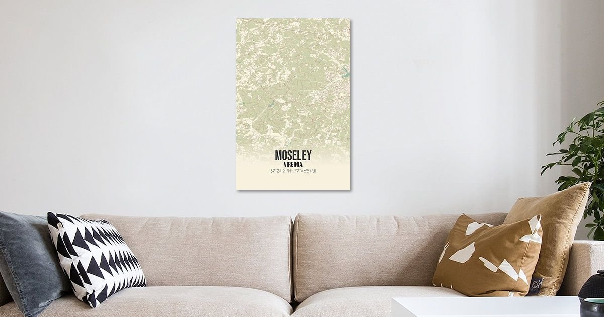 Vintage map of Moseley (Virginia), USA. by MyCityPoster on canvas ...