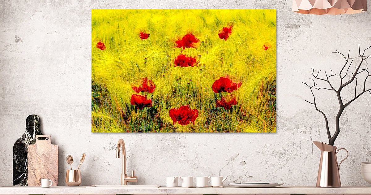 Maïs papaver van Dieter Walther op canvas, behang en meer