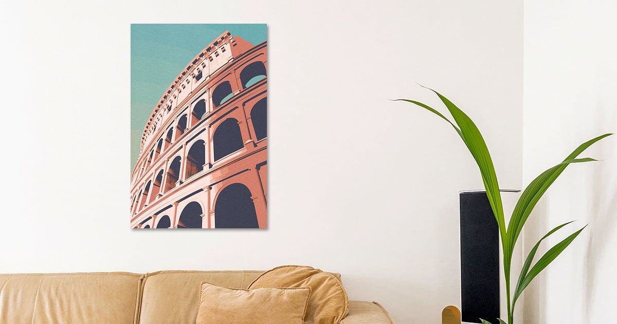 Het Colosseum in Pastel van Patterns & Palettes op canvas, behang en meer