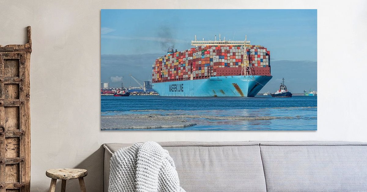Maersk containerschip onderweg naar open zee. van Arthur Bruinen op ...