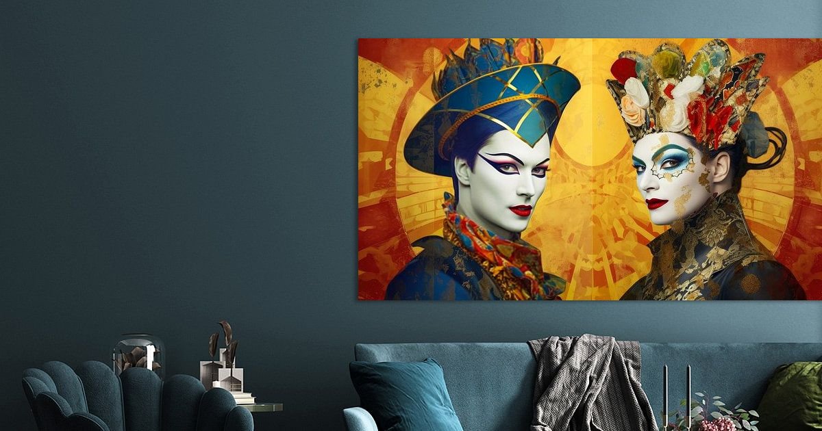 Carnaval portret Het Leven is een Feest van Vlindertuin-Art op canvas ...