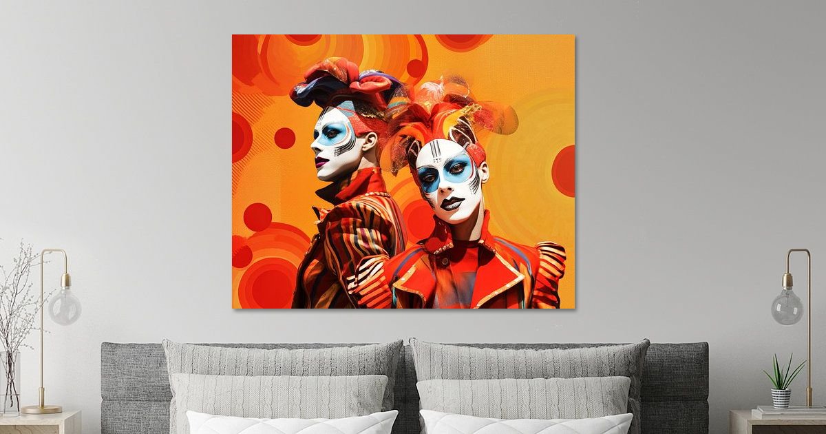 Carnaval portret Het Leven is een Feest van Vlindertuin-Art op canvas ...