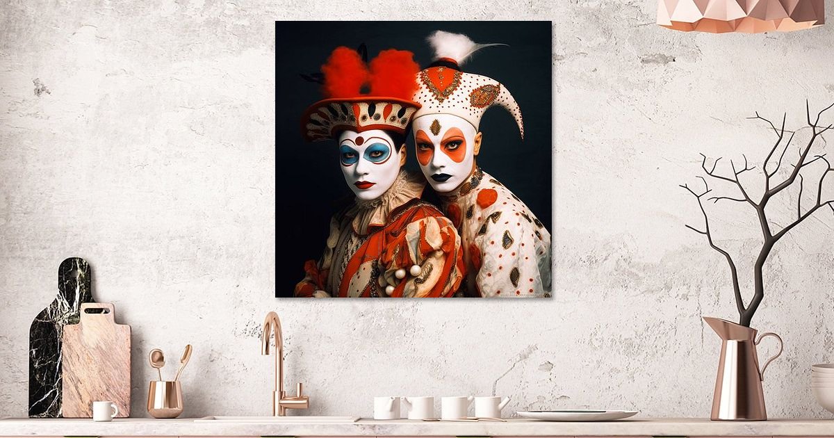 Carnaval portret Venetië van Vlindertuin-Art op canvas, behang en meer