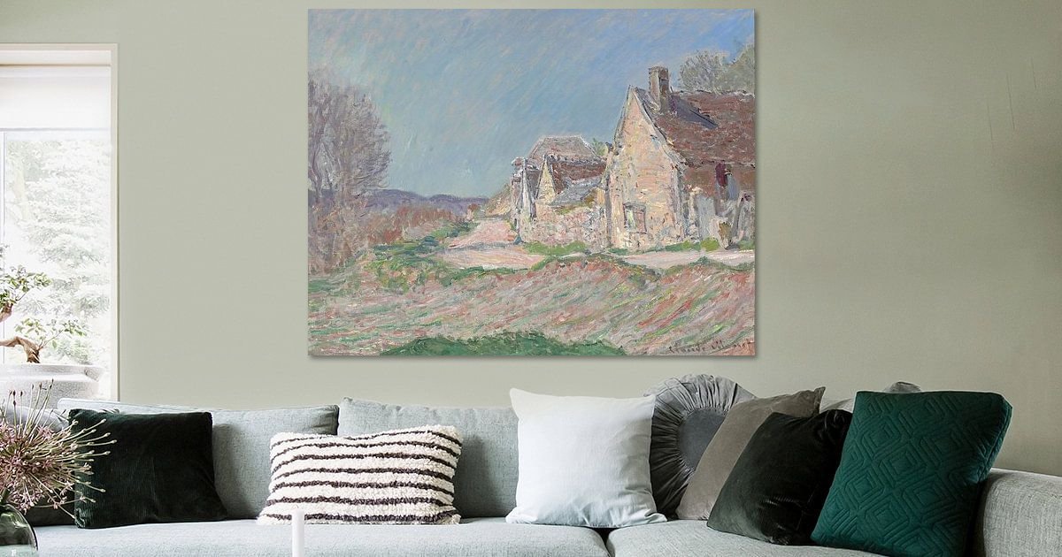 Huizen langs de weg, Claude Monet op canvas, behang, poster en meer